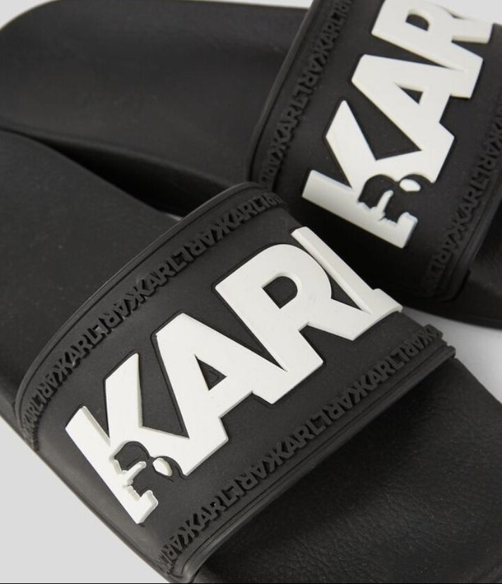 Karl Lagerfeld logo slip-on slides – Elementarystores